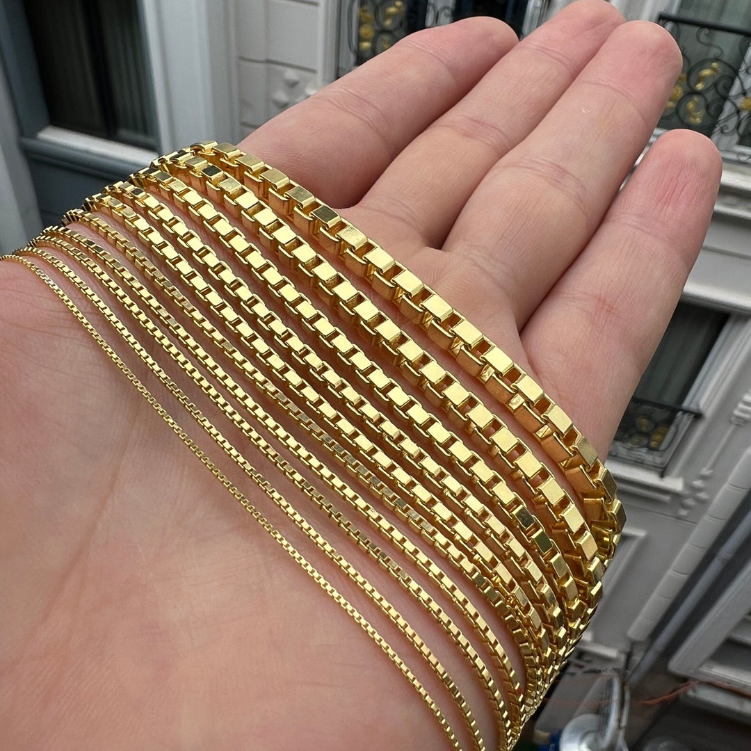 14K Gold Box Chain,square Box Chain,925 Sterling Silver Chain Necklace ...