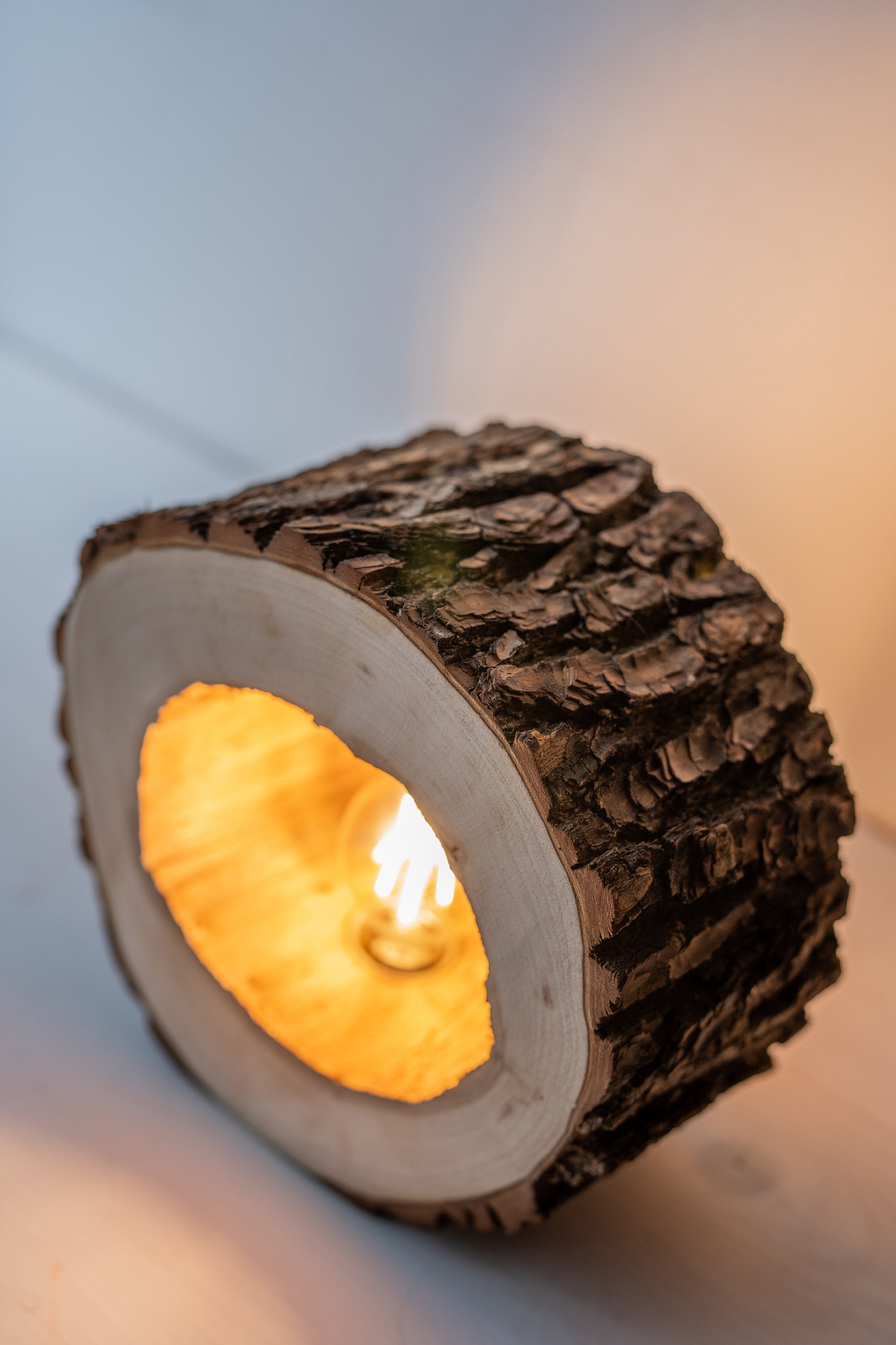 Willow Log Slice Hollow Wood Lamp US EU UK Adapter - Etsy UK