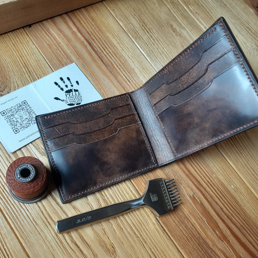 Shell Cordovan Wallet in Museum Brown Color/ Men's Bifold Wallet of ...