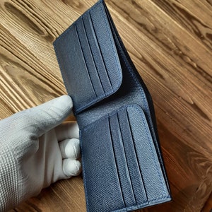 Dark Blue Bifold Wallet. Men's Luxury Wallet. French Calfskin Wallet ...