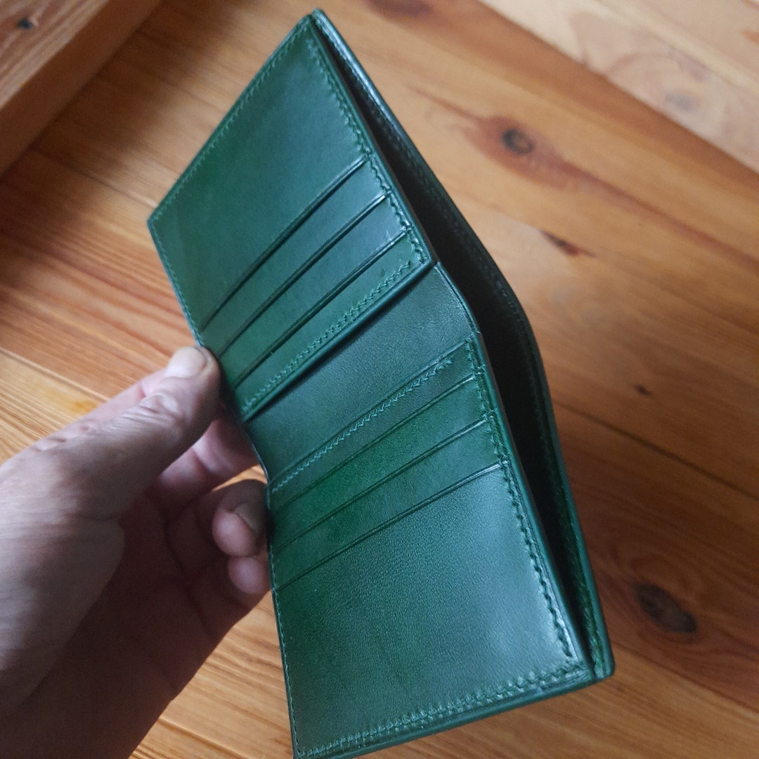 Shell Cordovan Vertical Green Leather Wallet| Buttero Leather Wallet ...