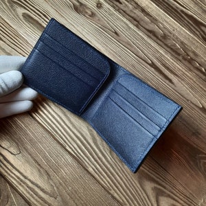 Dark Blue Bifold Wallet. Men's Luxury Wallet. French Calfskin Wallet ...
