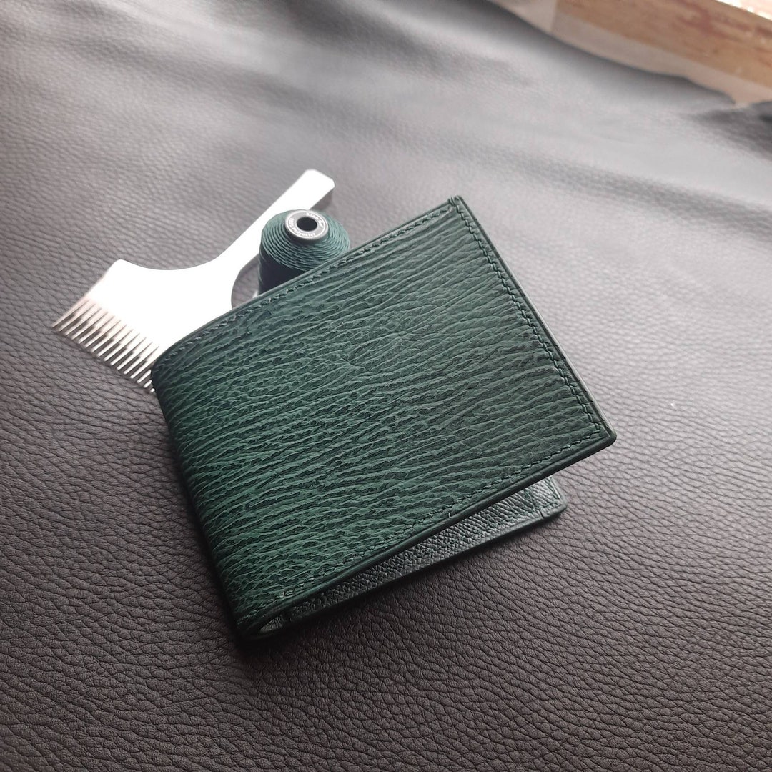 Exotic Green Leather Luxury Wallet. Custom Wallet. Shark Leather Coin ...