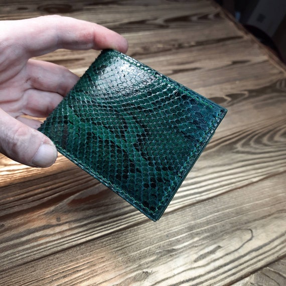 Bifold Wallet in Exotic Leather. Green Wallet Made of Buttero - Etsy