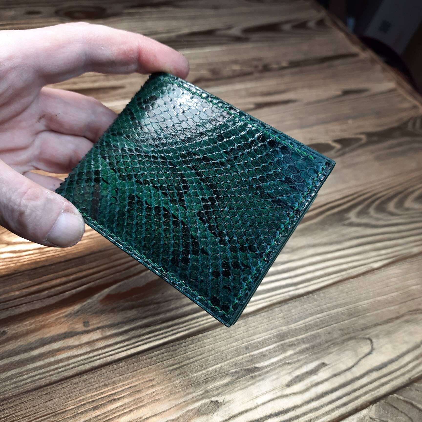 Bifold Wallet in Exotic Leather. Green Wallet Made of Buttero Leather ...