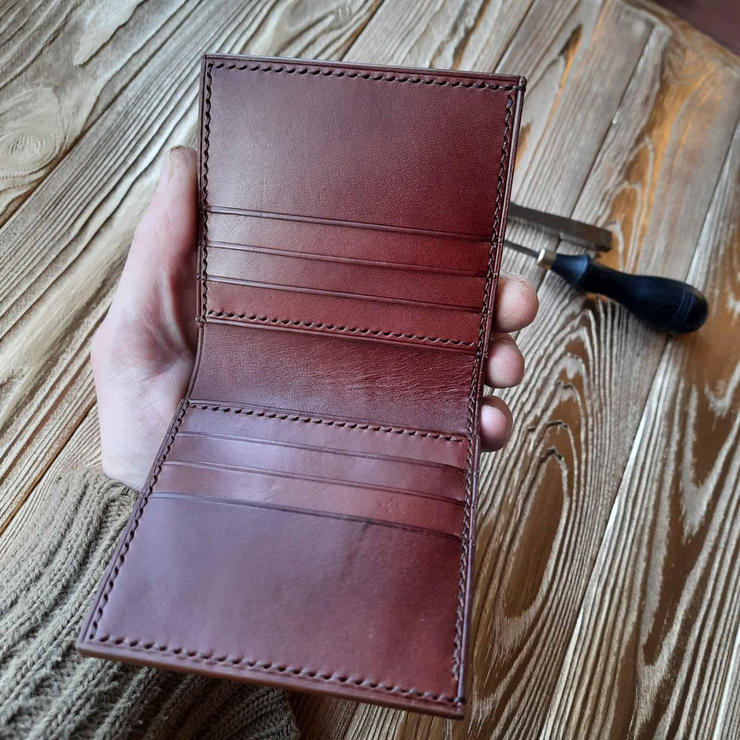 Italian Buttero Leather Bifold Wallet. Brown Card Holder. Wallet ...