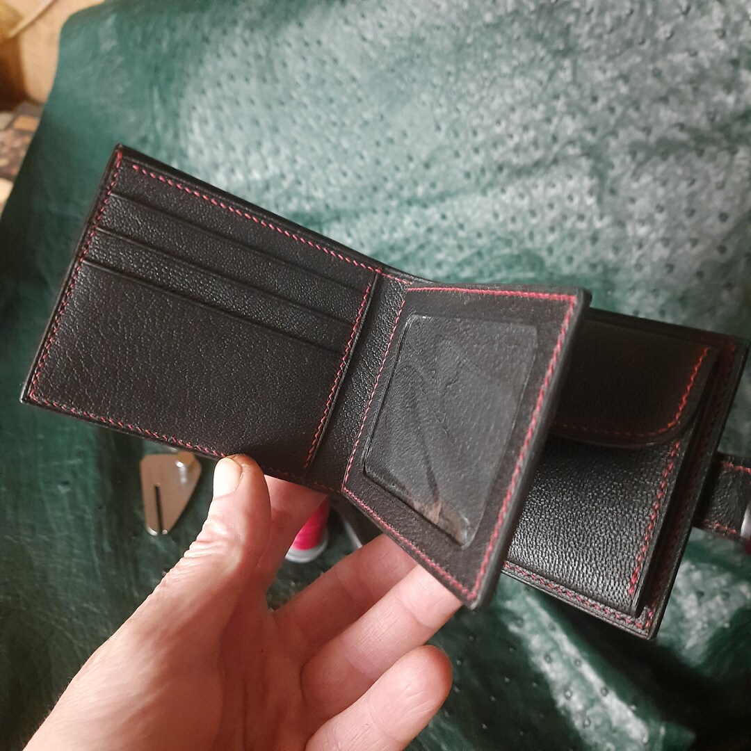 Exotic Leather Wallet / Black and Red Leather Wallet / Personalized ...
