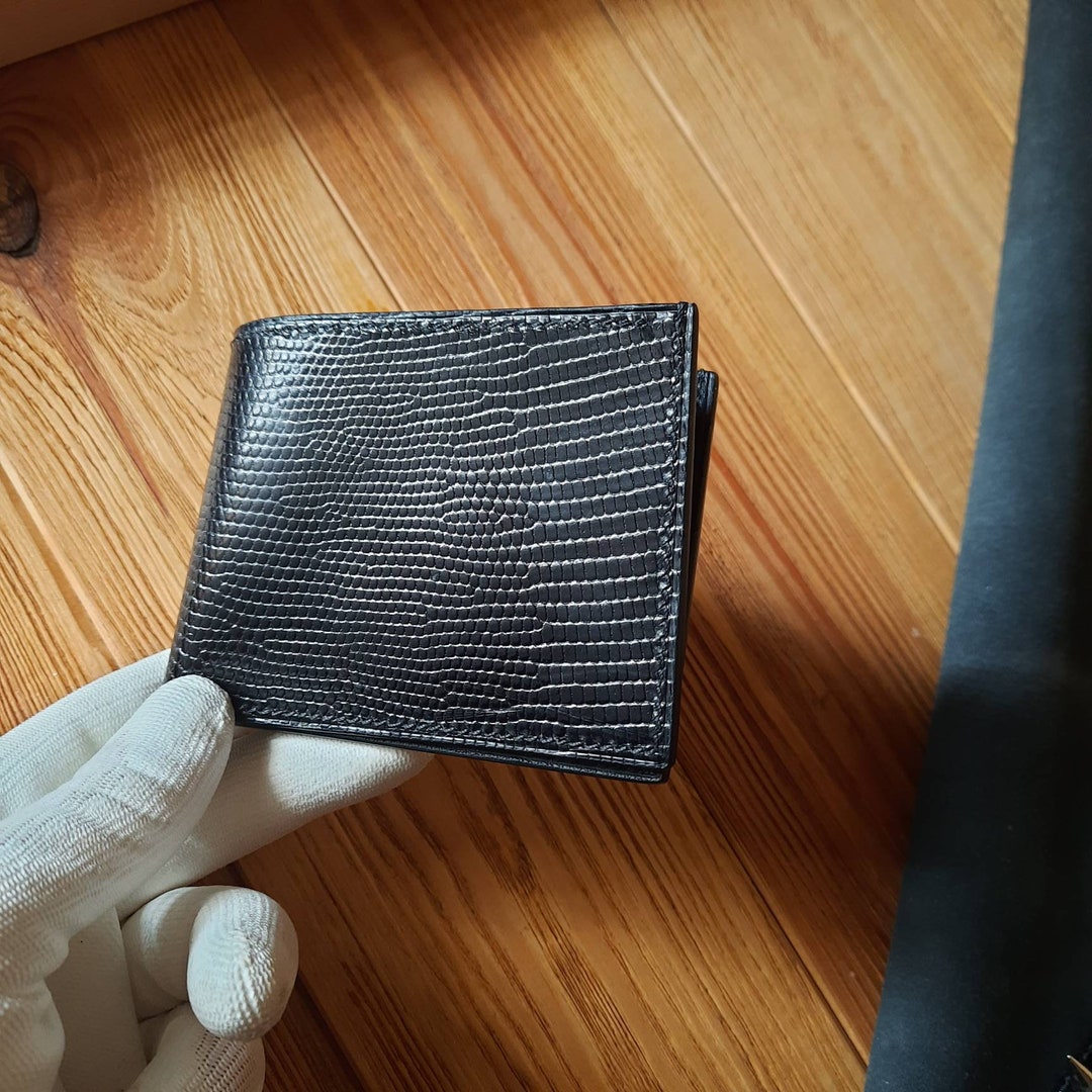 Black Luxury Bifold Wallet Stylish Man Wallet of Lizard Skin Exotic ...