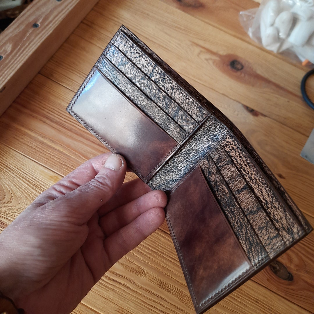 Shell Cordovan Brown Wallet/ Men's Bifold Wallet of Italian Luxury ...