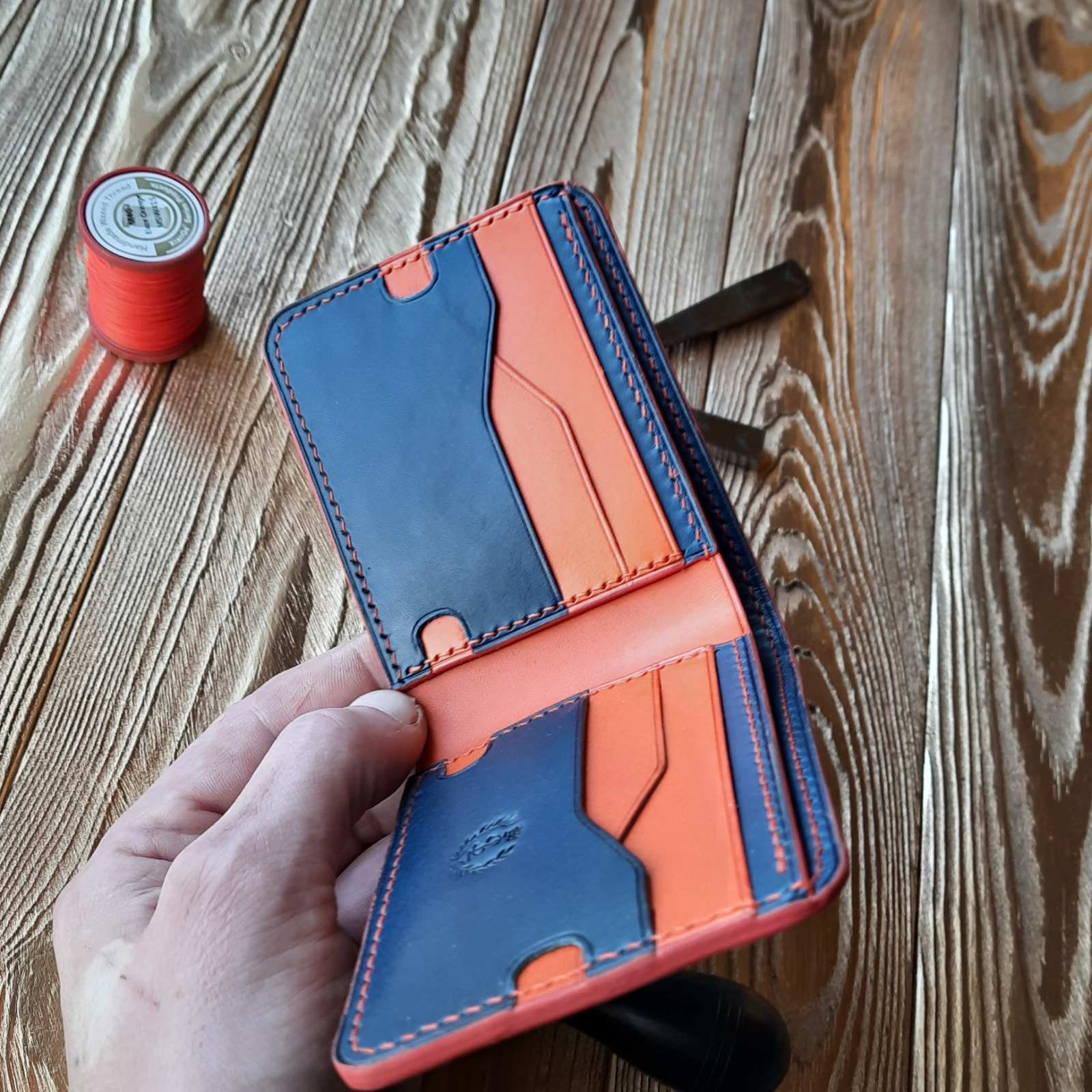 Italian Buttero Leather Bifold Handmade Wallet. Cardholder. Initials ...