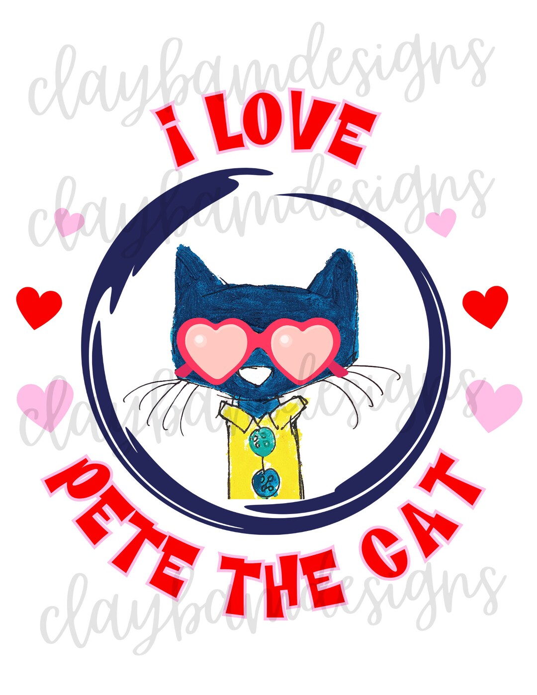 Pete the Cat Png, I Love Pete the Cat Png, Love Png, Heart Glasses Png ...