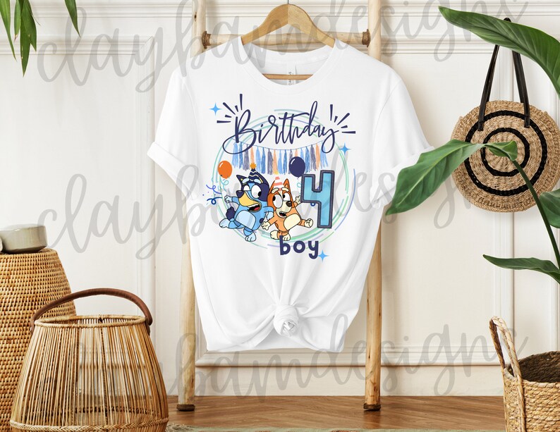 Bluey Birthday PNG, Bluey Birthday Boy Png, Turning Four Bluey Birthday ...