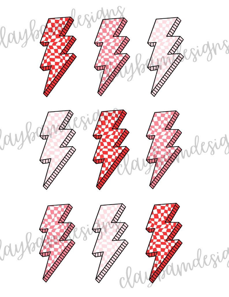 Checkered Lightning Bolt, Valentines Png, Cute Valentines Design - Etsy