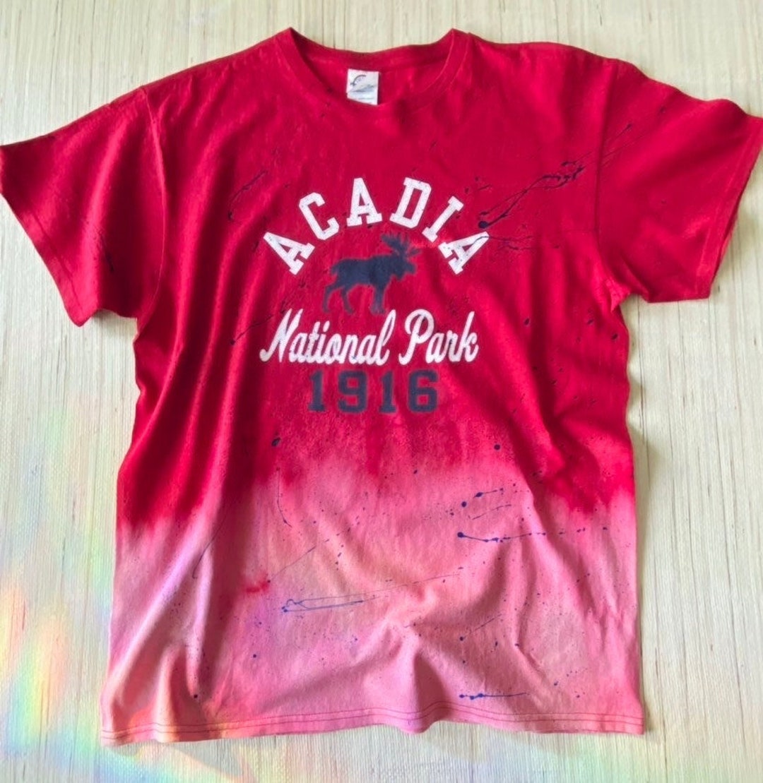 Red Acadia National Park Dip Dyed Grunge T - Etsy