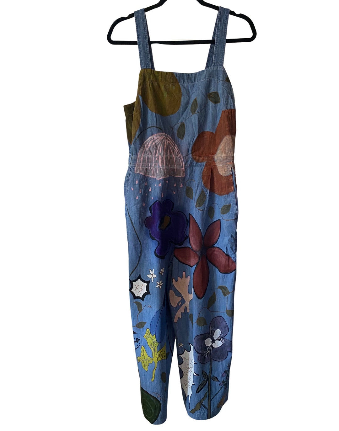 Hand Painted & Dyed Upcycled Unisex Lighweight Denim Overalls, Sz 8 ...