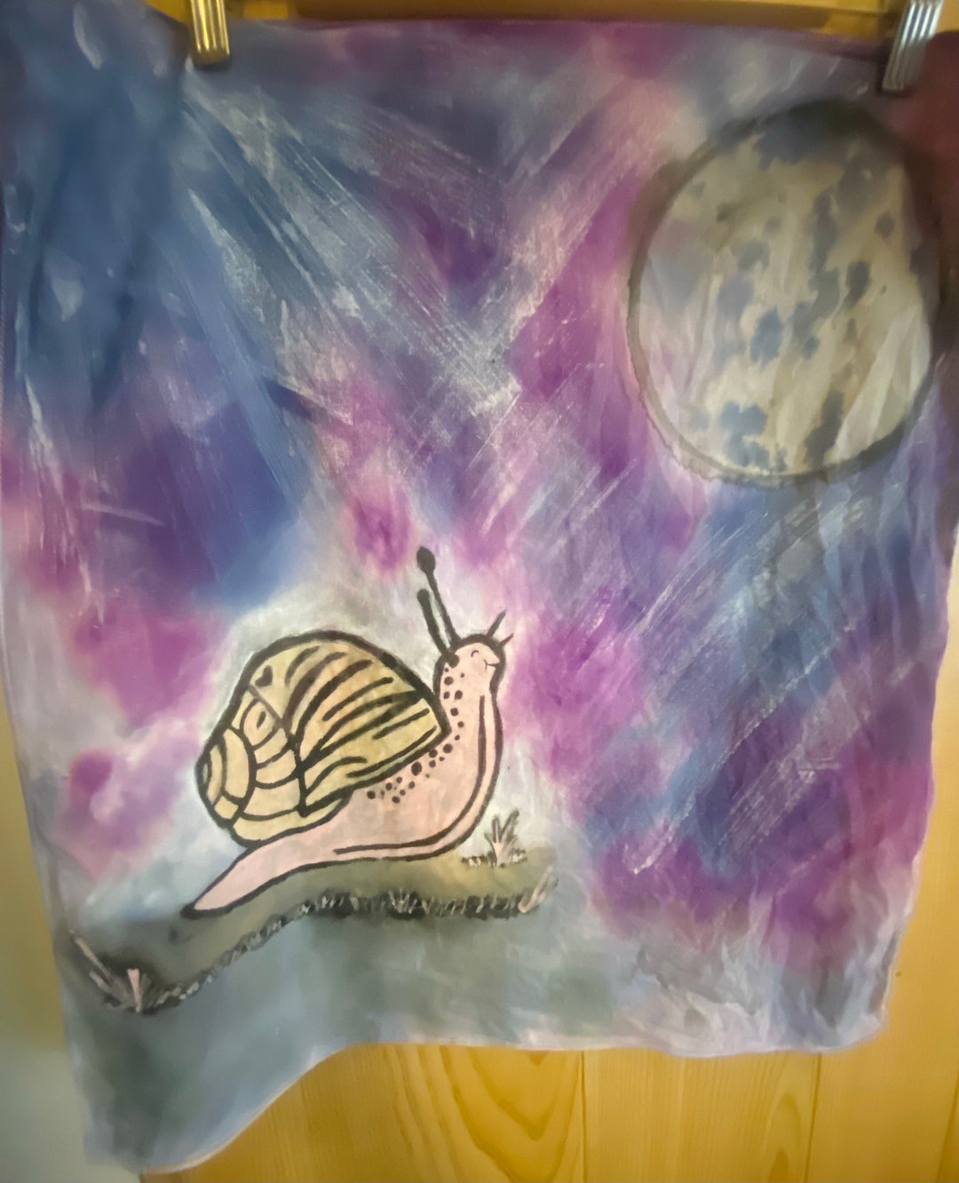 Hand Painted and Dyed Lightweight Snail & Moon Cotton Bandana - Etsy