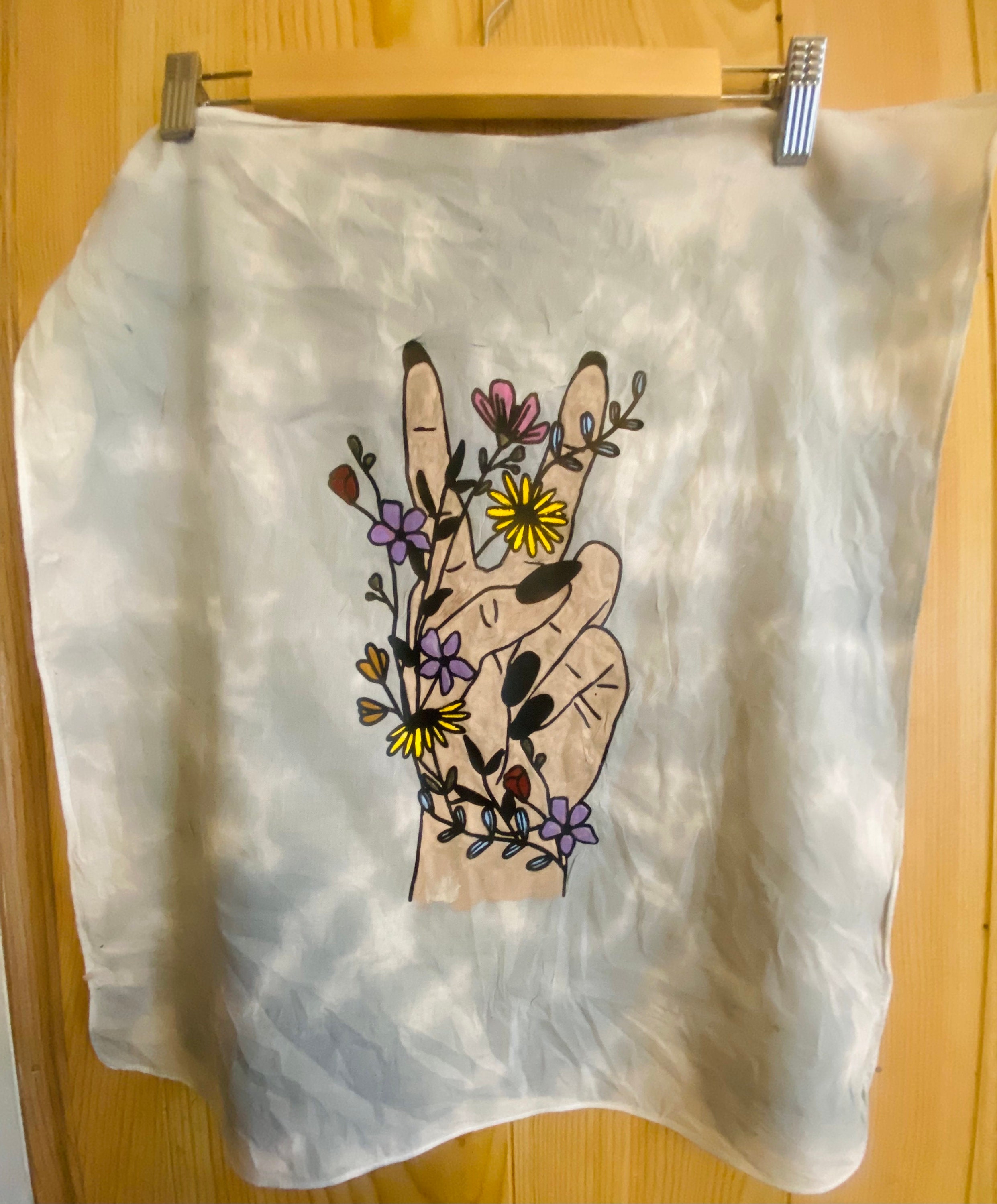 Hand Painted & Dyed Lightweight Peace Sign Cotton Bandana - Etsy