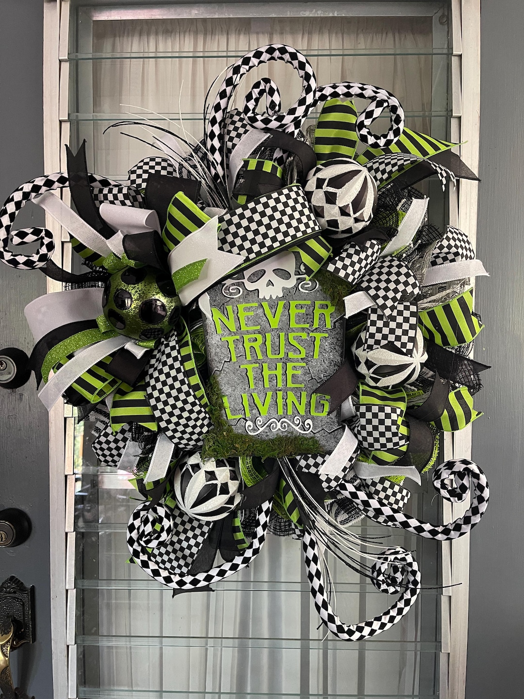 Never Trust the Living Wreath, Halloween Wreath, Halloween Door Wreath ...