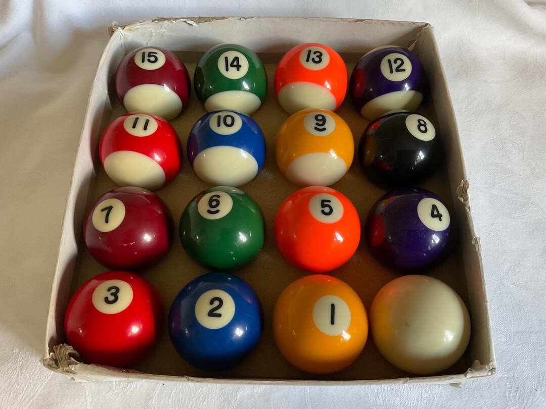 Antique Set of Colourful Bakelite Pool Balls, Full Stripe, Complete Set ...