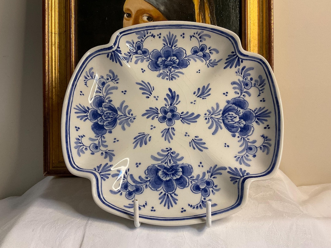 Vintage Hand Painted Delft De Delftse Pauw Plate, Collectable, Blue and ...