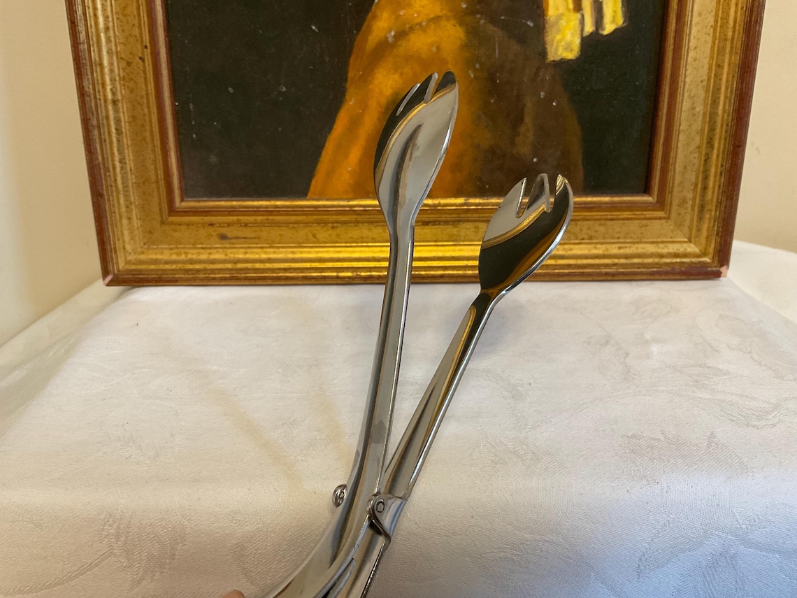 Retro Small Viners Stainless Steel Spring Loaded Serving Tongs, Tongs ...