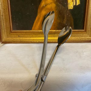 Retro Small Viners Stainless Steel Spring Loaded Serving Tongs, Tongs ...