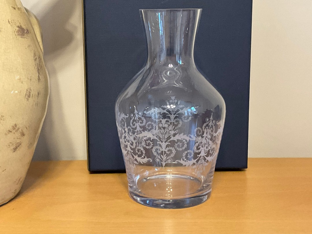 Vintage Etched Clear Glass Carafe With a Delicate Traditional Design ...