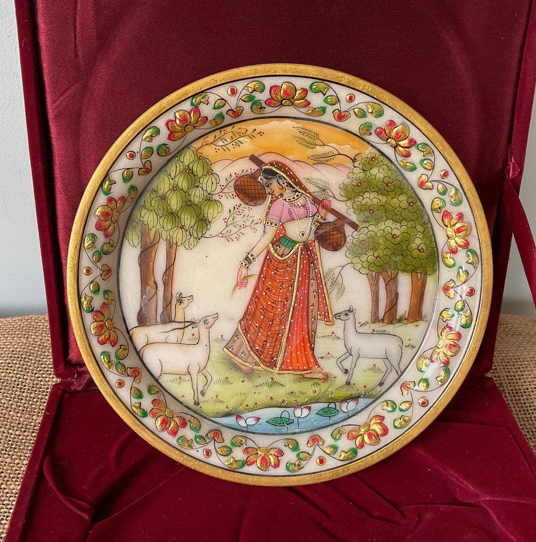 Hand Crafted Marble Inlaid Plate Indian Marble Marble and - Etsy