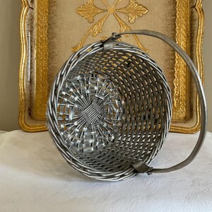 Vintage Silver Metal Woven Wire Decorative Basket, Clever Storage, Home ...