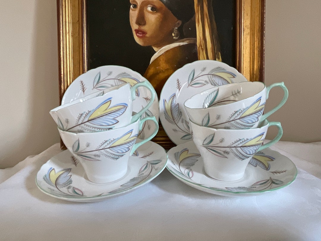Four Vintage Coffee Cups and Saucers by Shelley, Caprice, Perfect ...