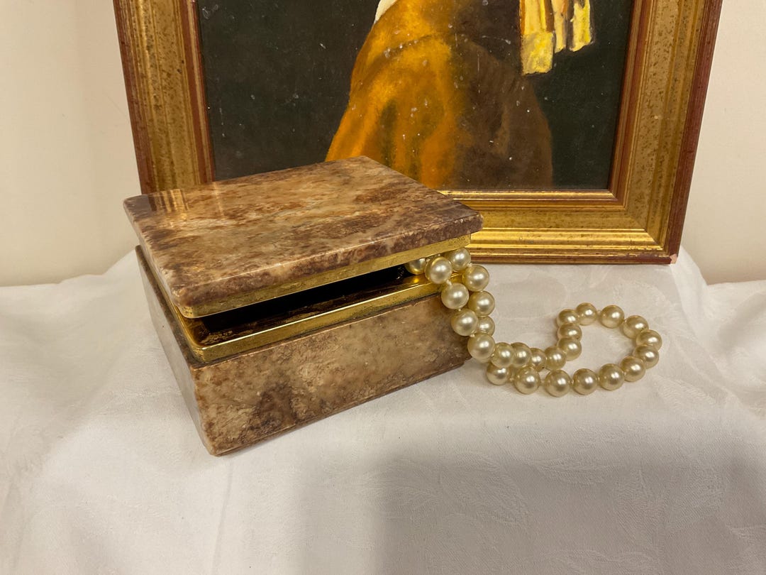 Vintage Hand Carved Alabaster Jewellery Box, Italian Marble Design - Etsy