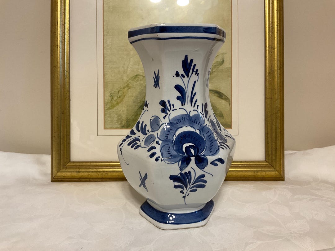Royal Delftware Vase, Blue Floral Hand-painted Ceramic, Holland Decor ...