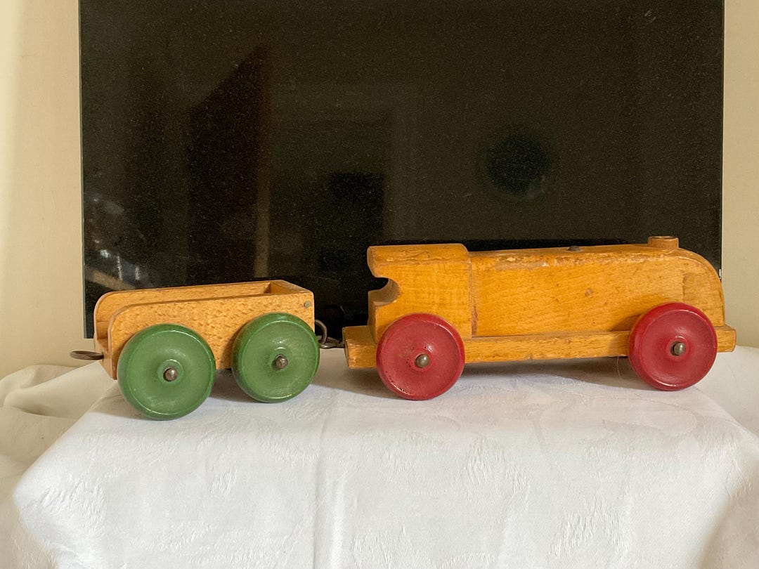Vintage Classic Chad Valley Wooden Train With Tender, Childrens Toy ...