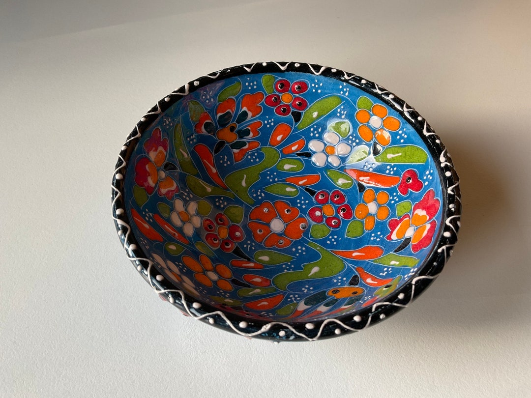 Vintage Hand Painted Cyprus Dish, Colorful Floral Dot Design - Etsy