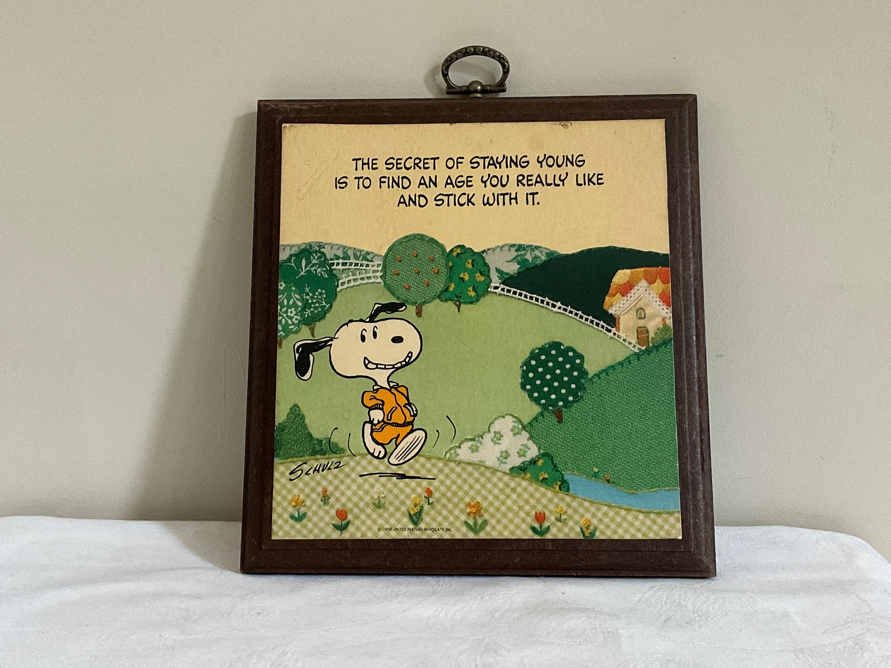 Cute Vintage Snoopy Peanuts Wall Plaque the Secret of Staying Young ...