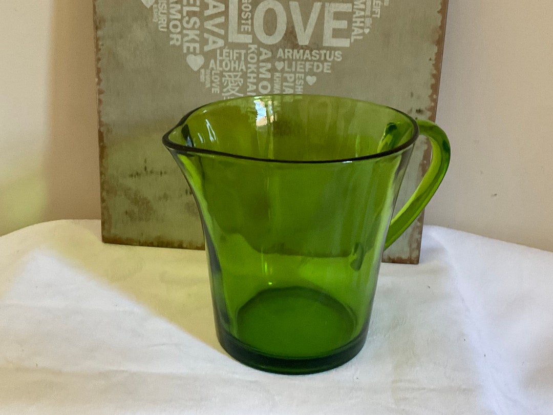 Vintage Green Clear Glass Jug, Simple Versatile Glass Jug or Pitcher ...