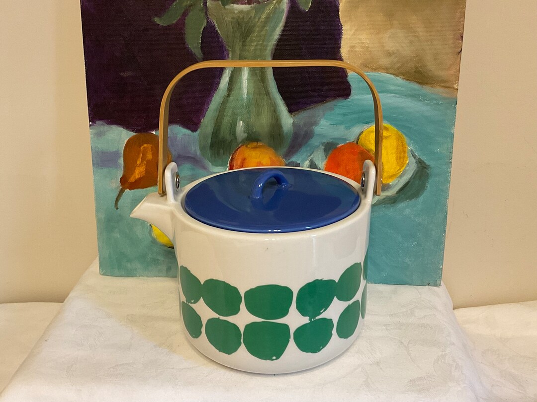 Fun Polka Dot Teapot With Bamboo Handle Made by Habitat, Green and Blue ...