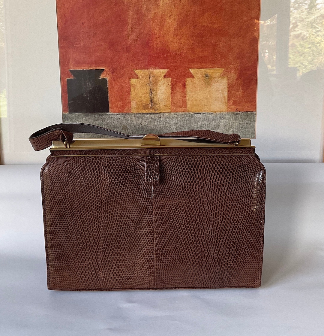 Lederer for Russell and Bromley Hand Bag - Mock Crocodile Bag , Vintage ...