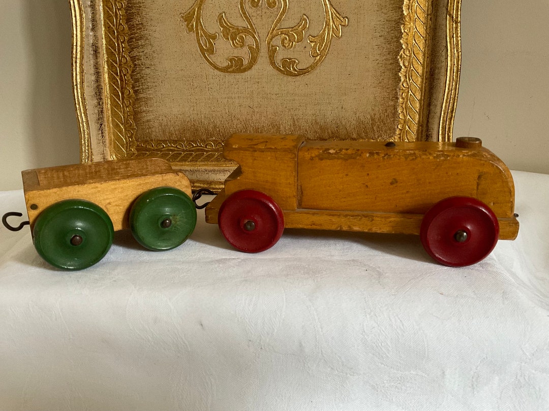 Vintage Classic Chad Valley Wooden Train With Tender, Childrens Toy ...
