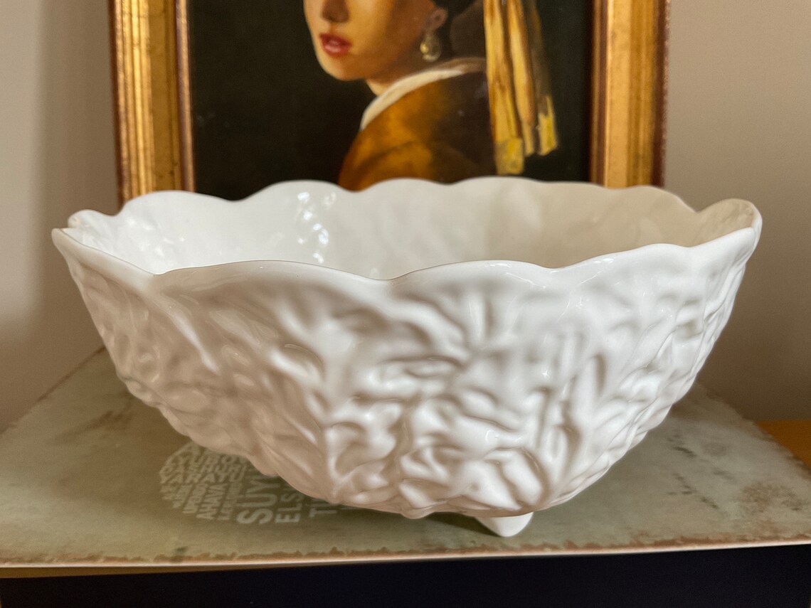 Vintage Wedgwood Countryware Salad Bowl, White Cabbage Leaf Design ...
