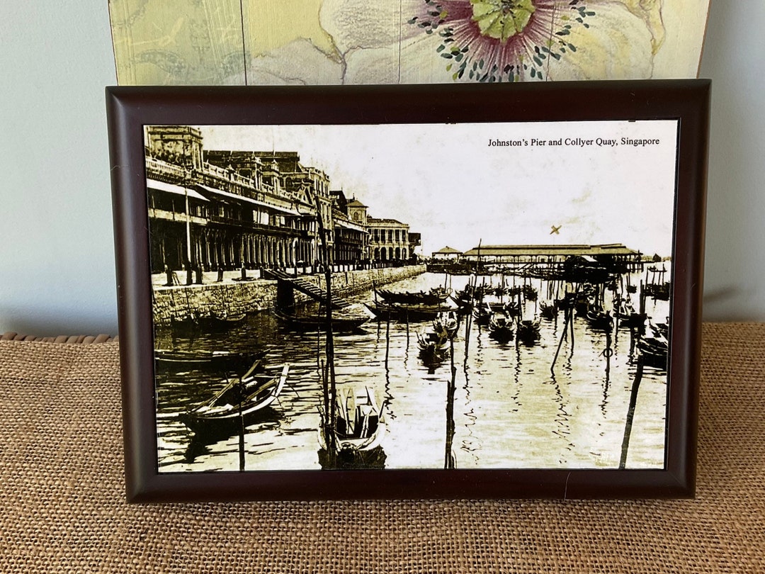 Wooden Keepsake Box, 1900 Singapore Photo, Johnston Pier and Collyer ...