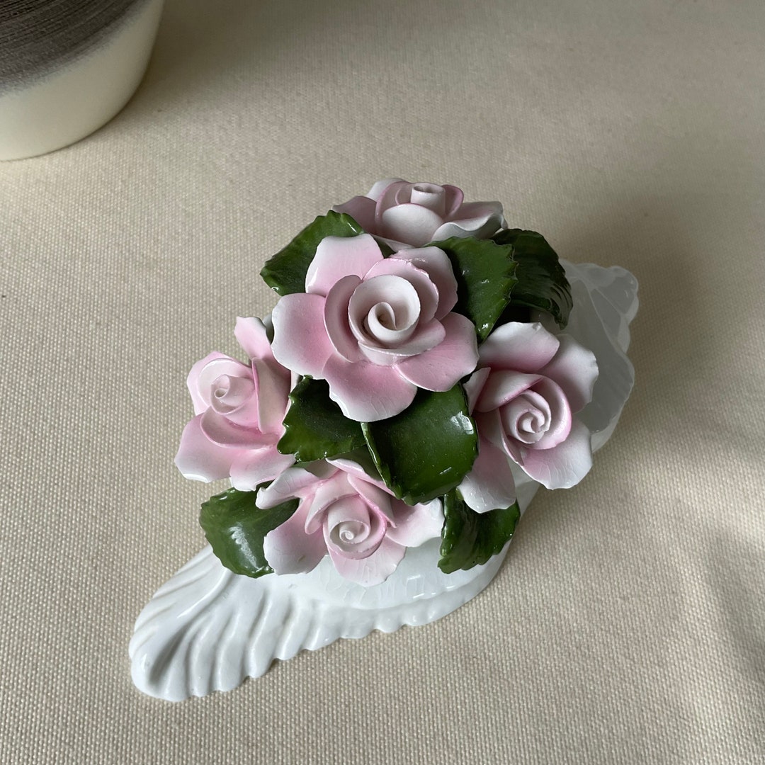 Vintage Aynsley Conch Shell Ornament, Pale Pink Roses - Etsy