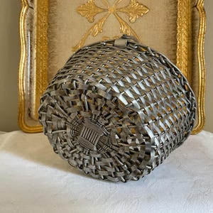 Vintage Silver Metal Woven Wire Decorative Basket, Clever Storage, Home ...