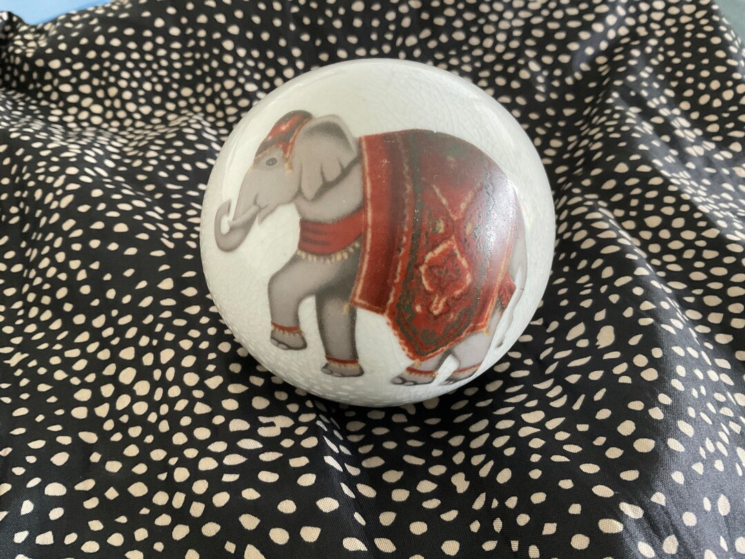 Elephant Memorabilia, Hand Painted Elephants on a Ceramic Sphere ...