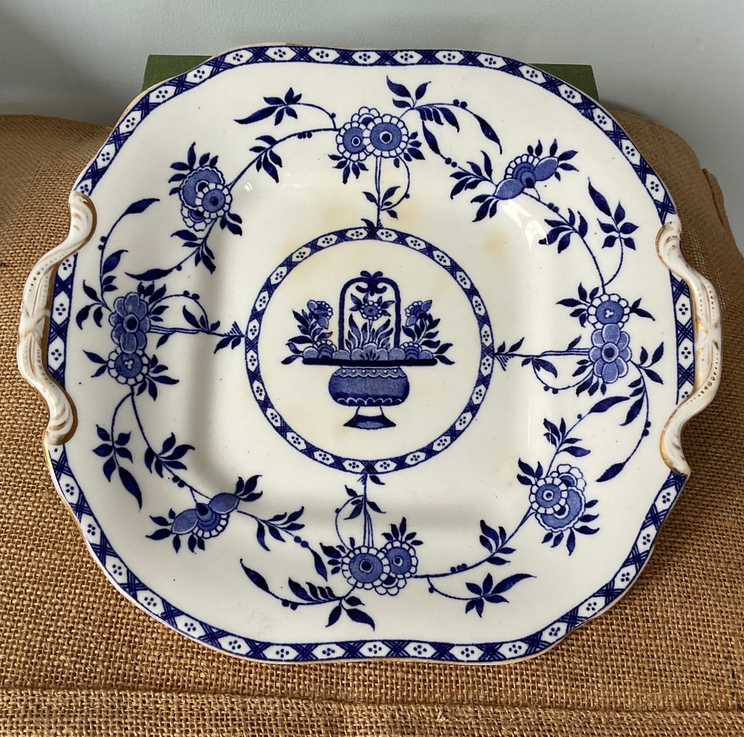 Antique Delft Minton Sandwich or Cake Plate, Blue and White, Afternoon ...