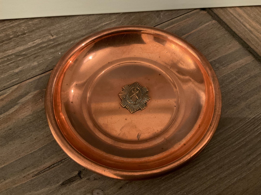 Rare Hand Crafted Small Copper Decorative Plate Designed With the Royal ...