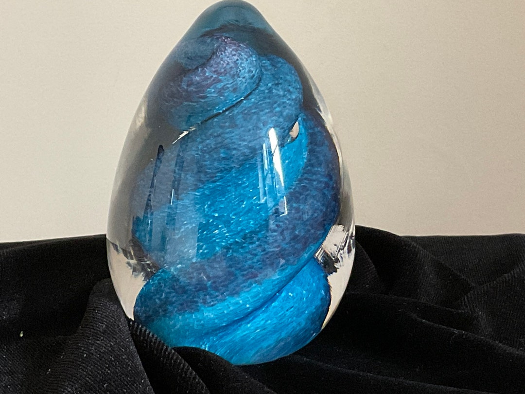 Hand Blown 1980s Turquoise Lilac Swirl Glass Paperweight, Signed - Etsy