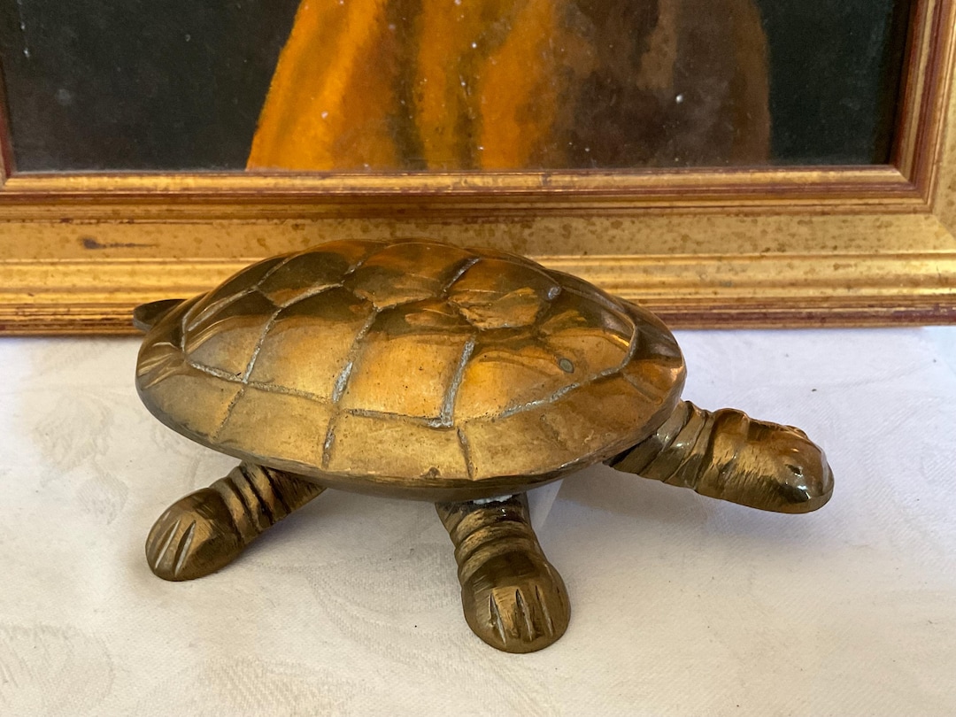 Vintage Brass Tortoise, Slowcoach, Turtle, Hinged Lidded Trinket Box ...