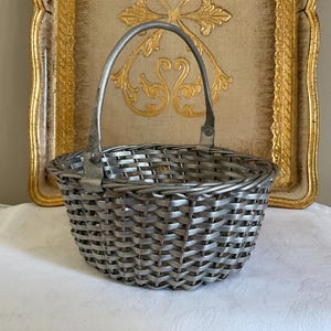 Vintage Silver Metal Woven Wire Decorative Basket, Clever Storage, Home ...