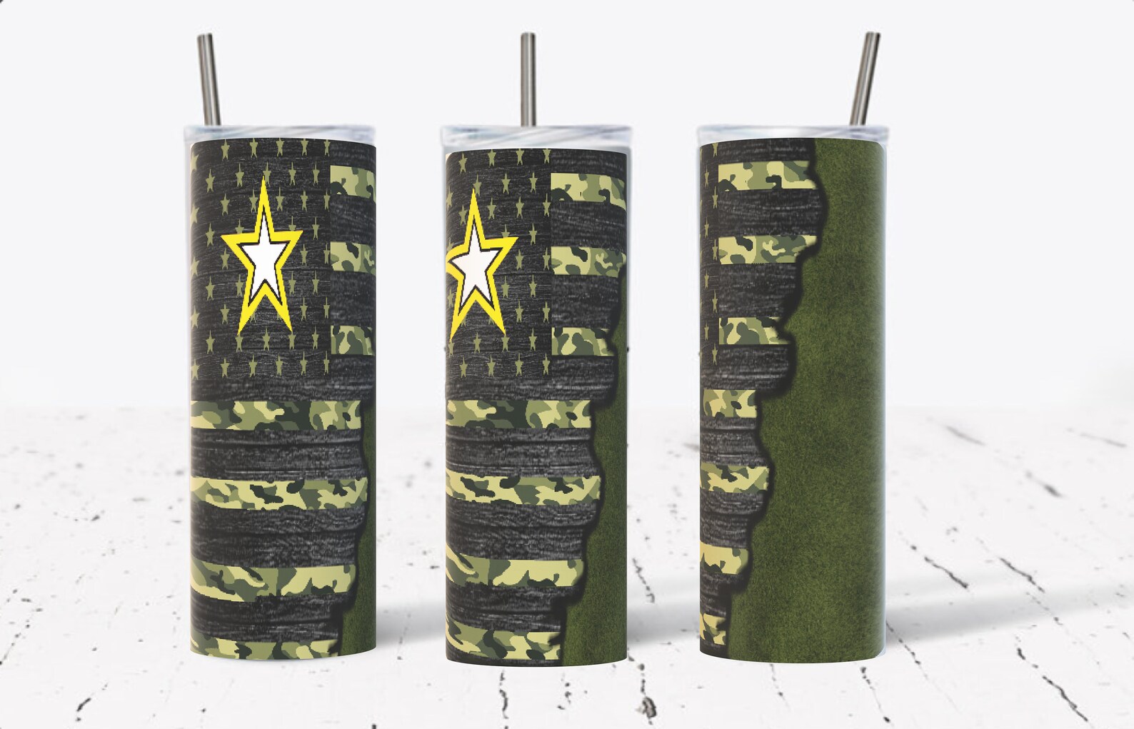 20oz Skinny Tumbler Army Flag Military Sublimation Designs for Straight ...